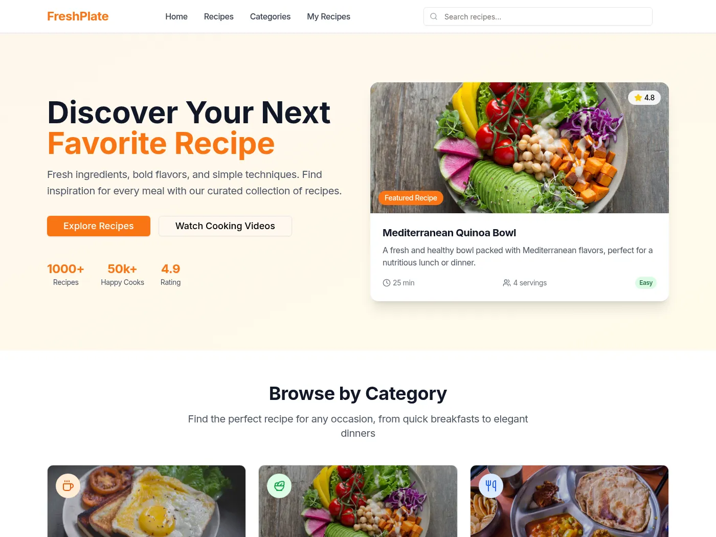 FreshPlate: Modern Responsive Recipe Website