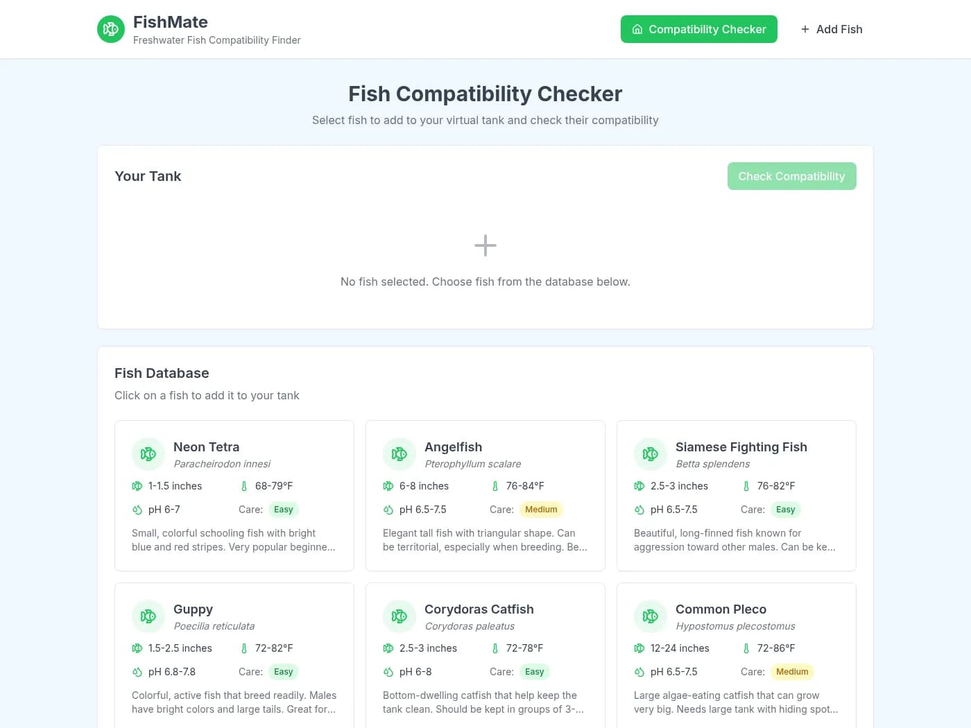 Freshwater Fish Compatibility Finder