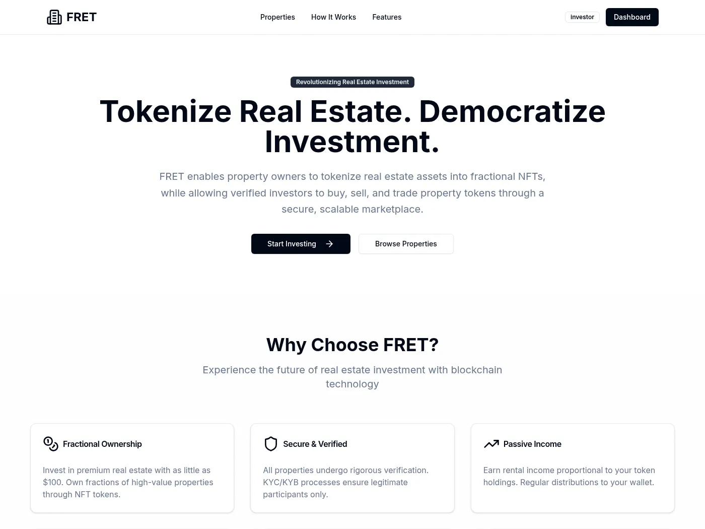 FRET (Fortis Real Estate Tokenization) Marketplace
