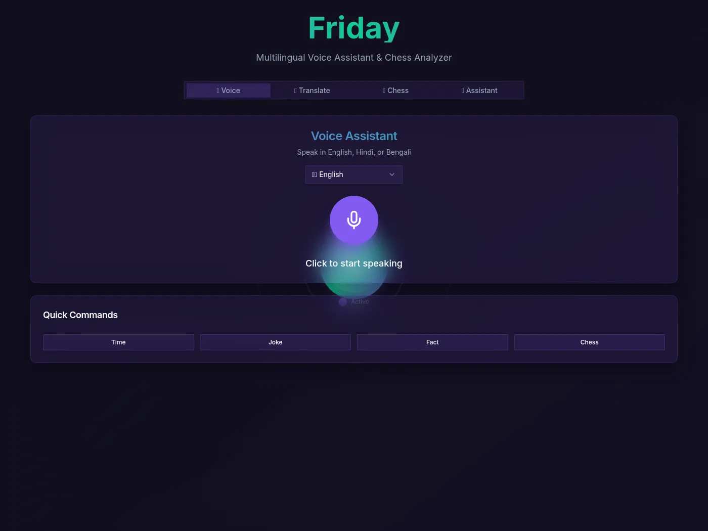 Friday Multilingual Voice Assistant & Chess Analyzer MVP