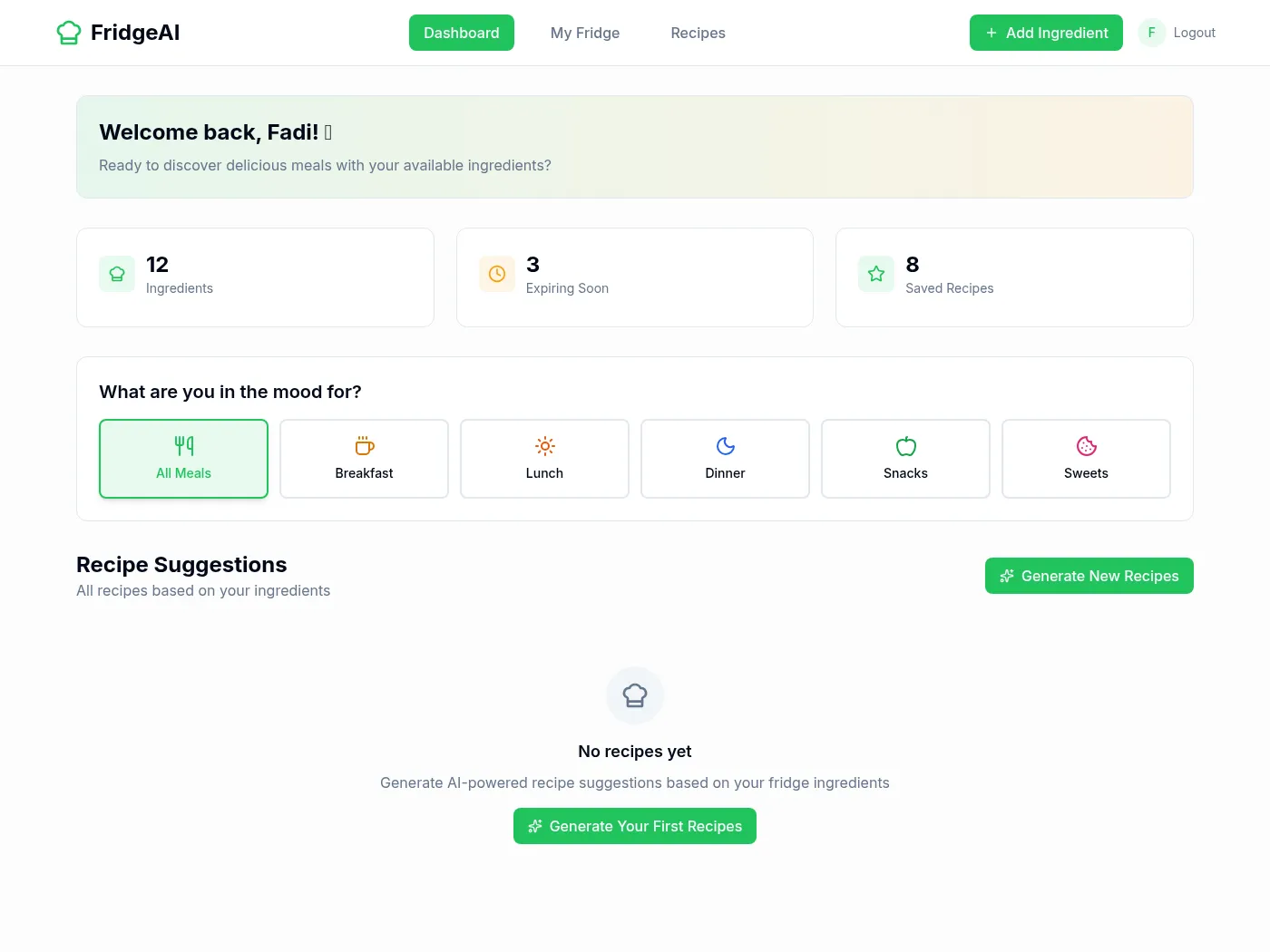 FridgeAI: Smart Meal Suggestions from Your Ingredients