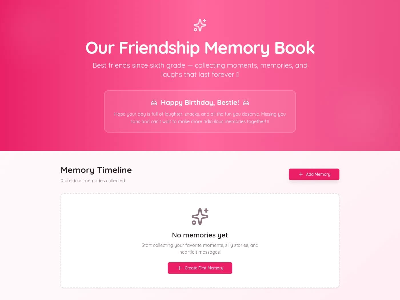 Digital Friendship Memory Book & Birthday Wishes