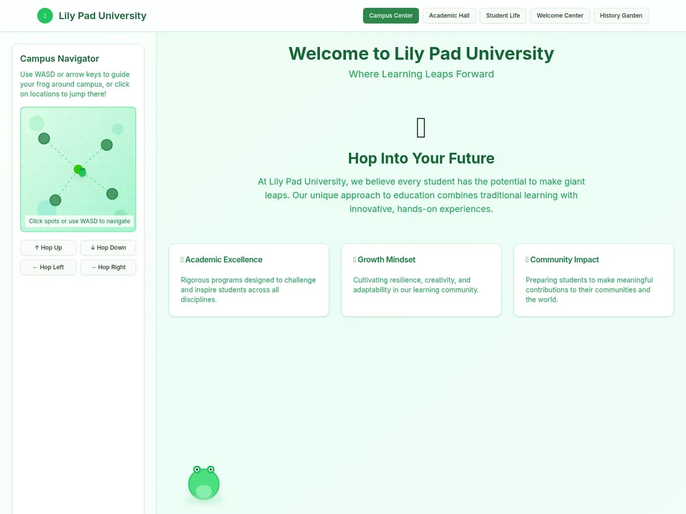 Frog-Powered University Website Navigation