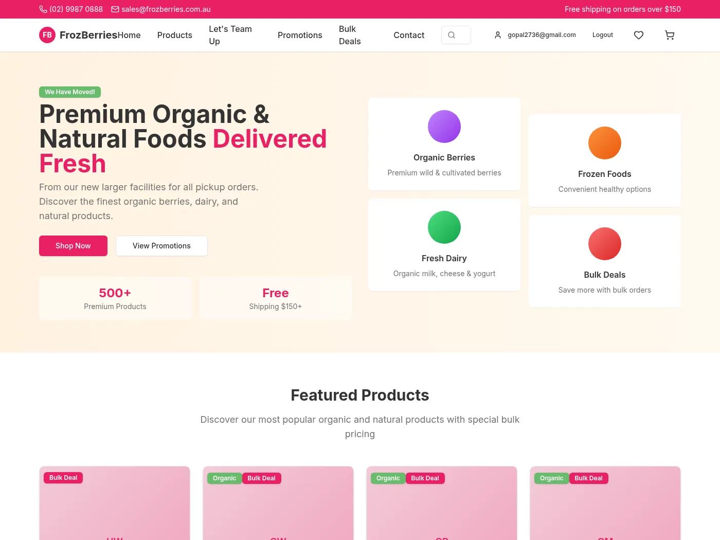 FrozBerries Advanced E-Commerce Website Clone