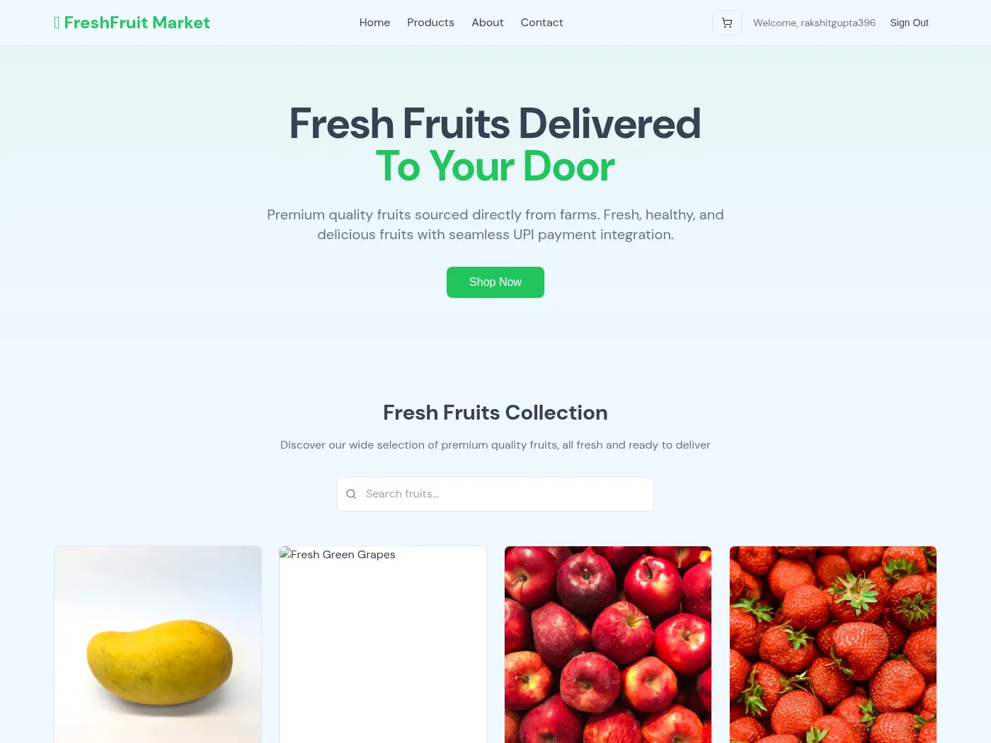 Fruit E-Commerce Website with Integrated UPI Payments