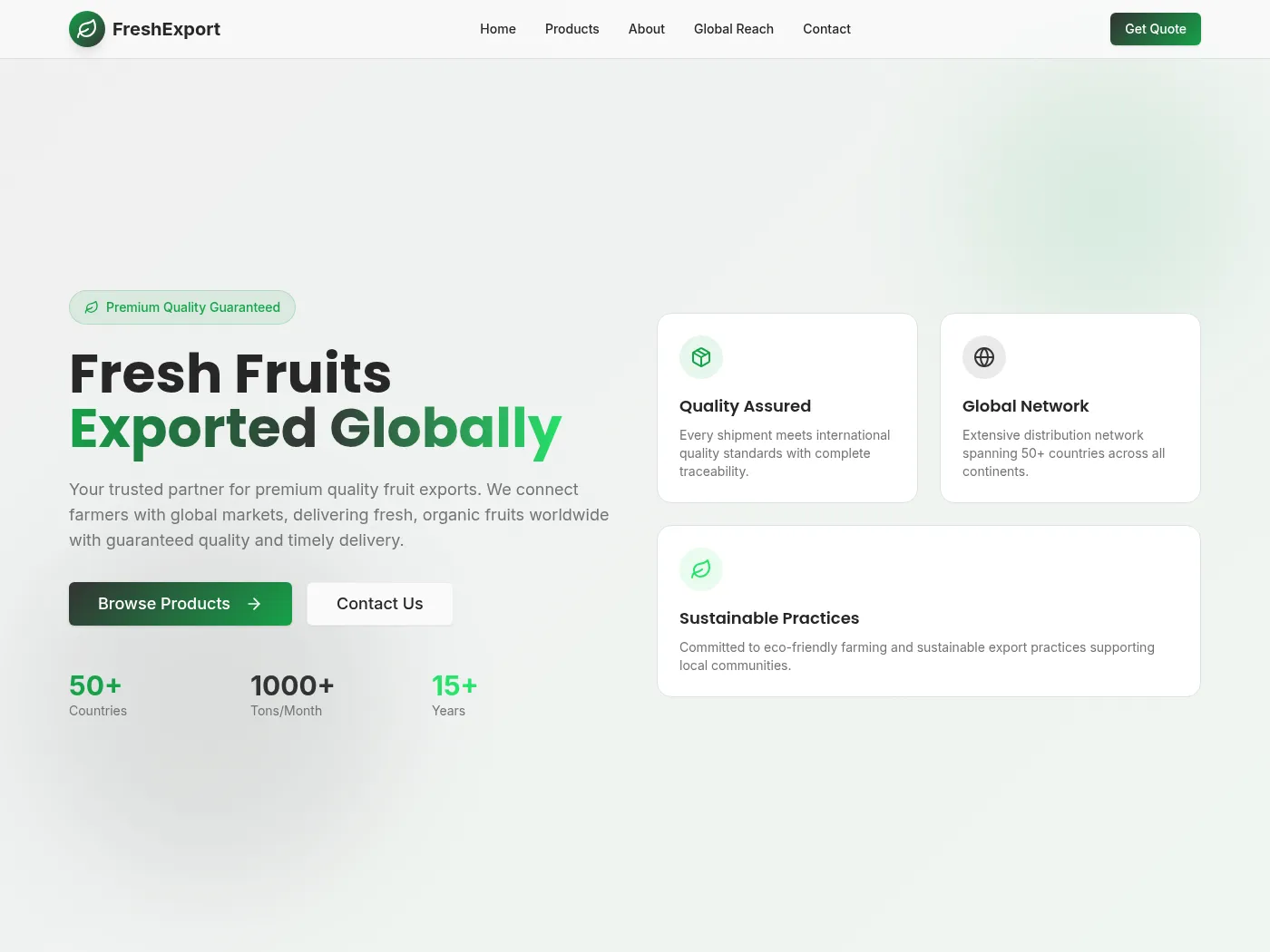 Fruit Export Company Website for BCA Project