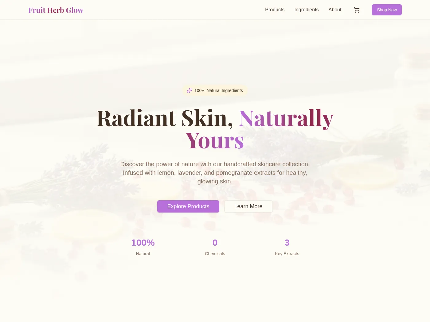 Fruit Herb Glow Skincare Website