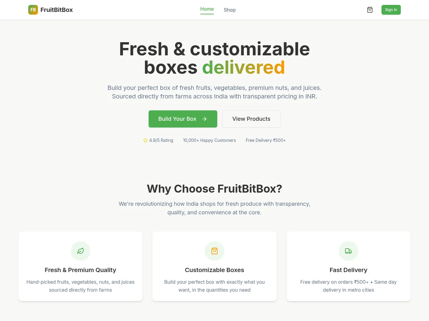 FruitBitBox: Customizable Fruit, Veg, Nut & Juice Box Builder for India