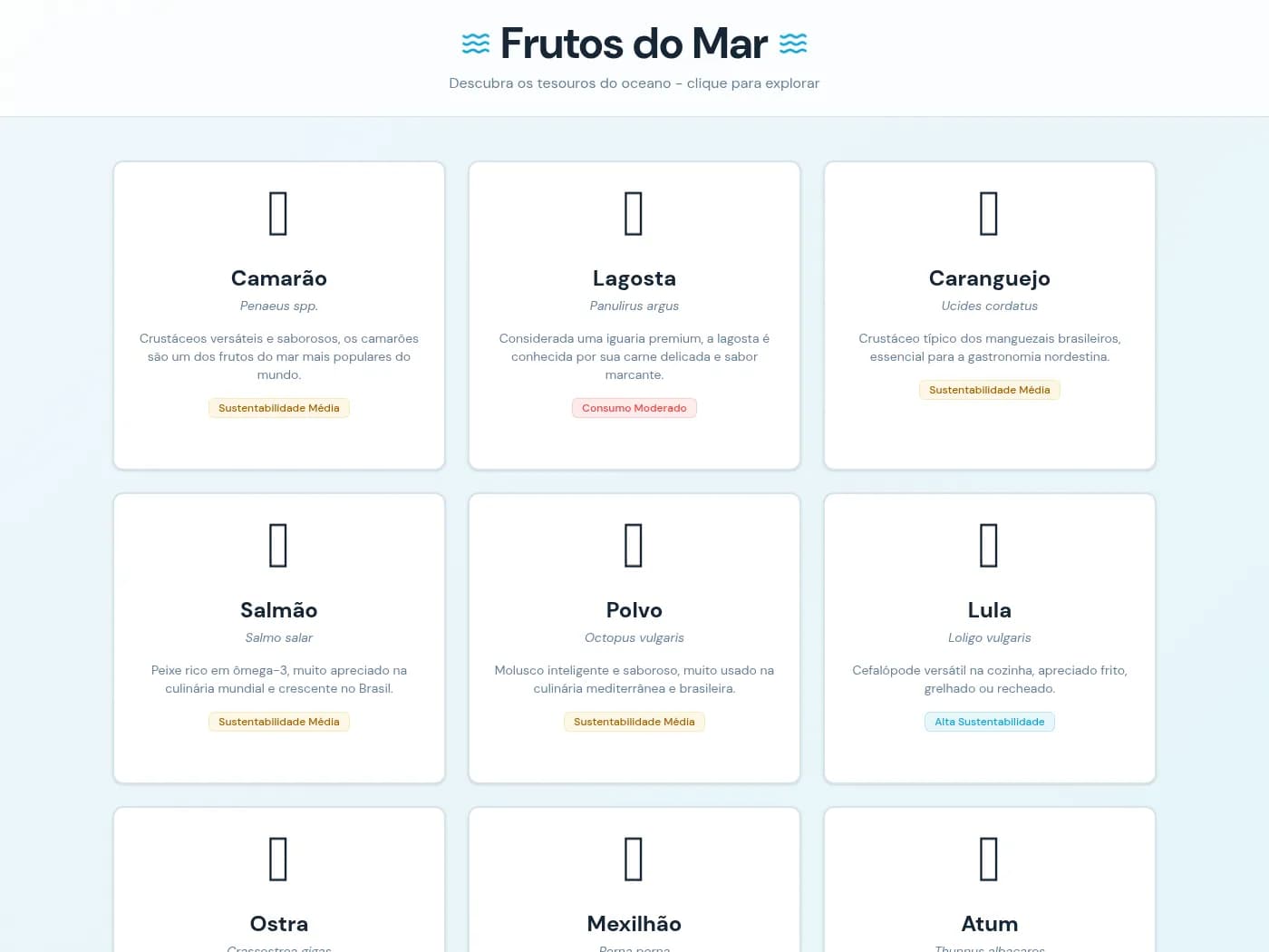 Clickable Seafood Showcase