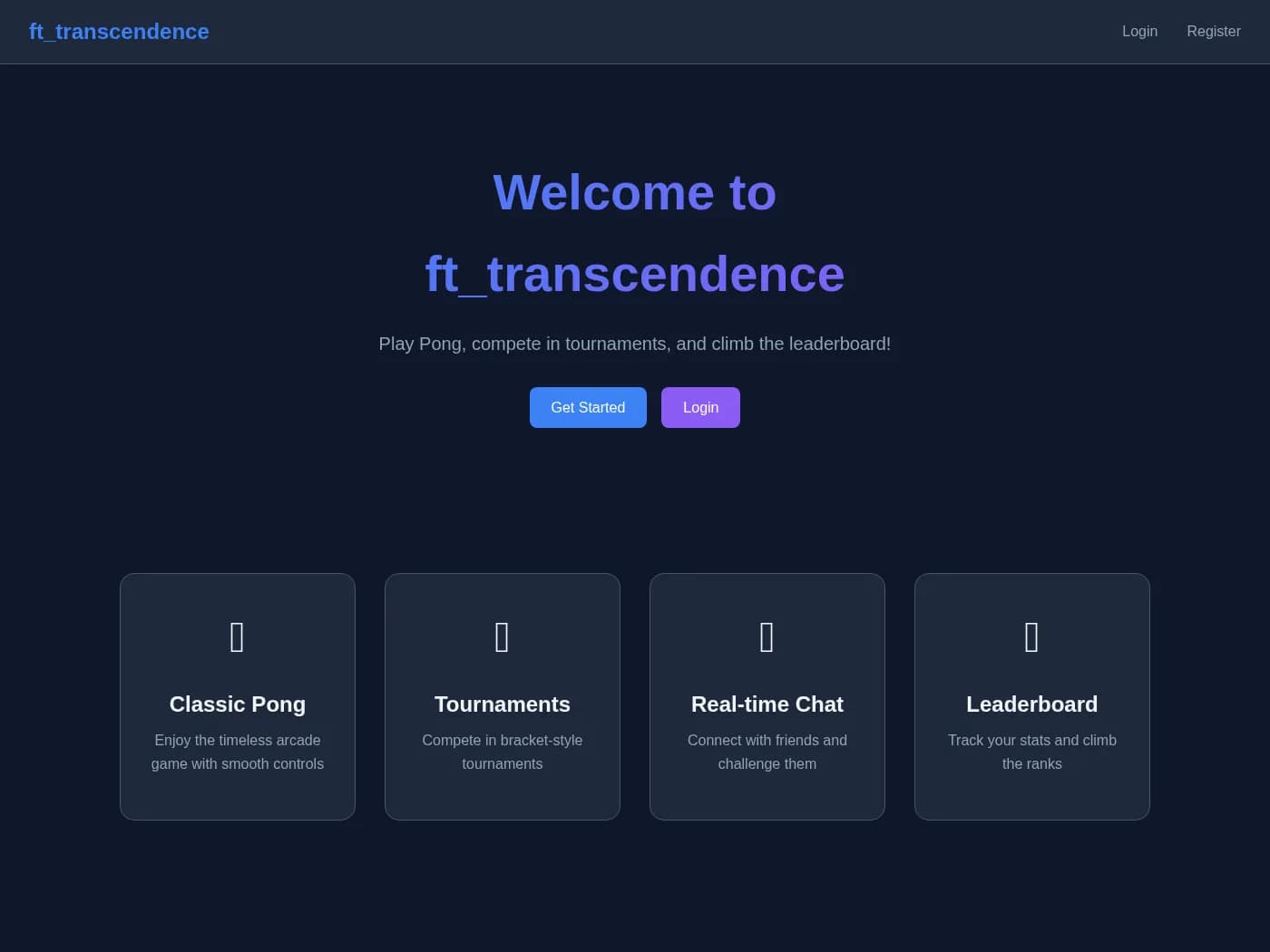 ft_transcendence Vanilla TypeScript SPA Frontend