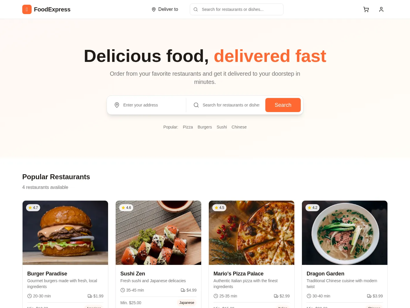 Full-Featured Food Delivery Platform