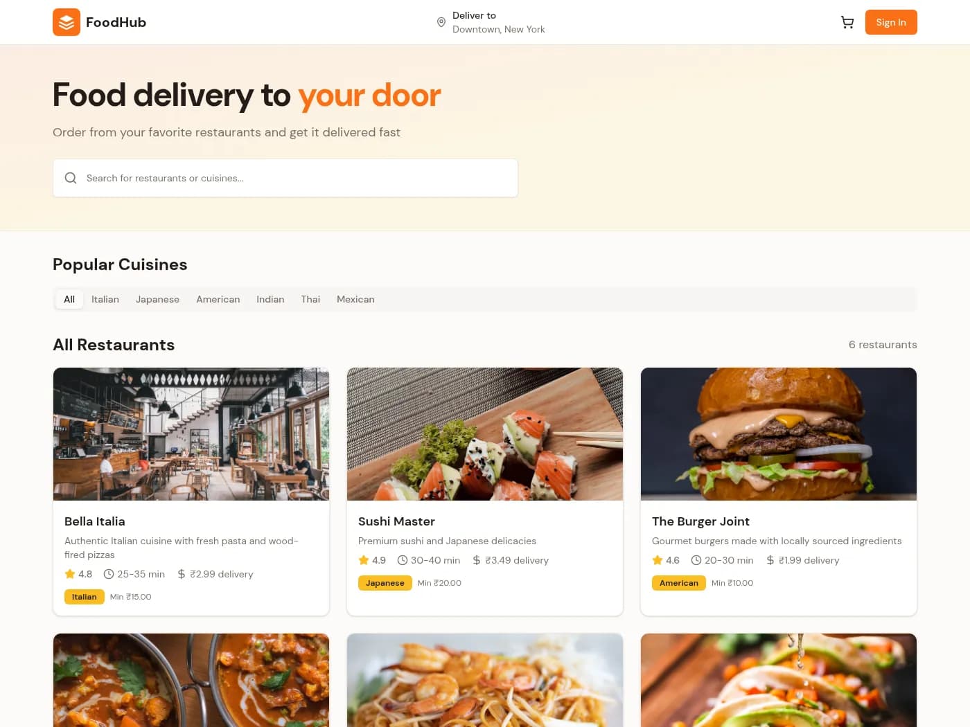 Full-Length Food Delivery Platform