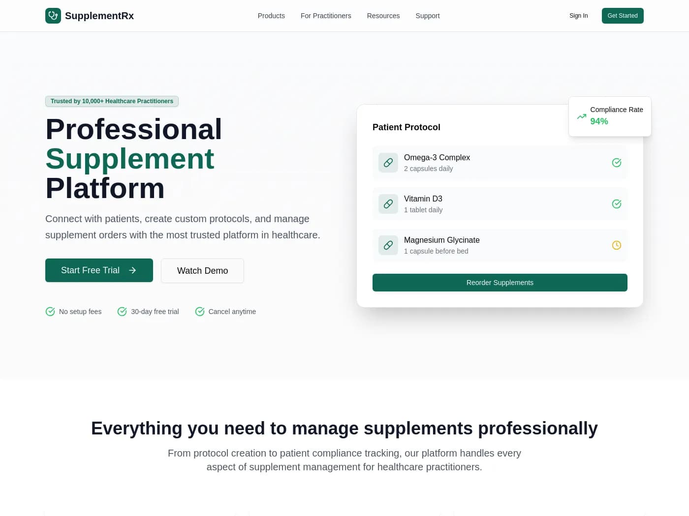 Fullscript Clone - Supplement Ordering Platform