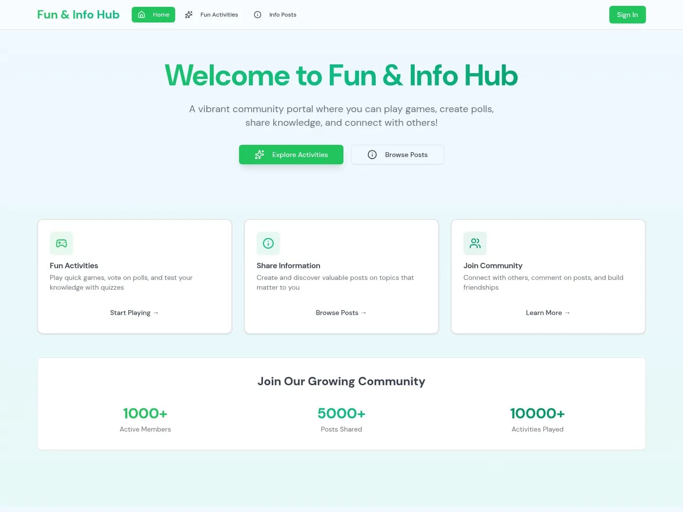 Fun & Info Hub Portal