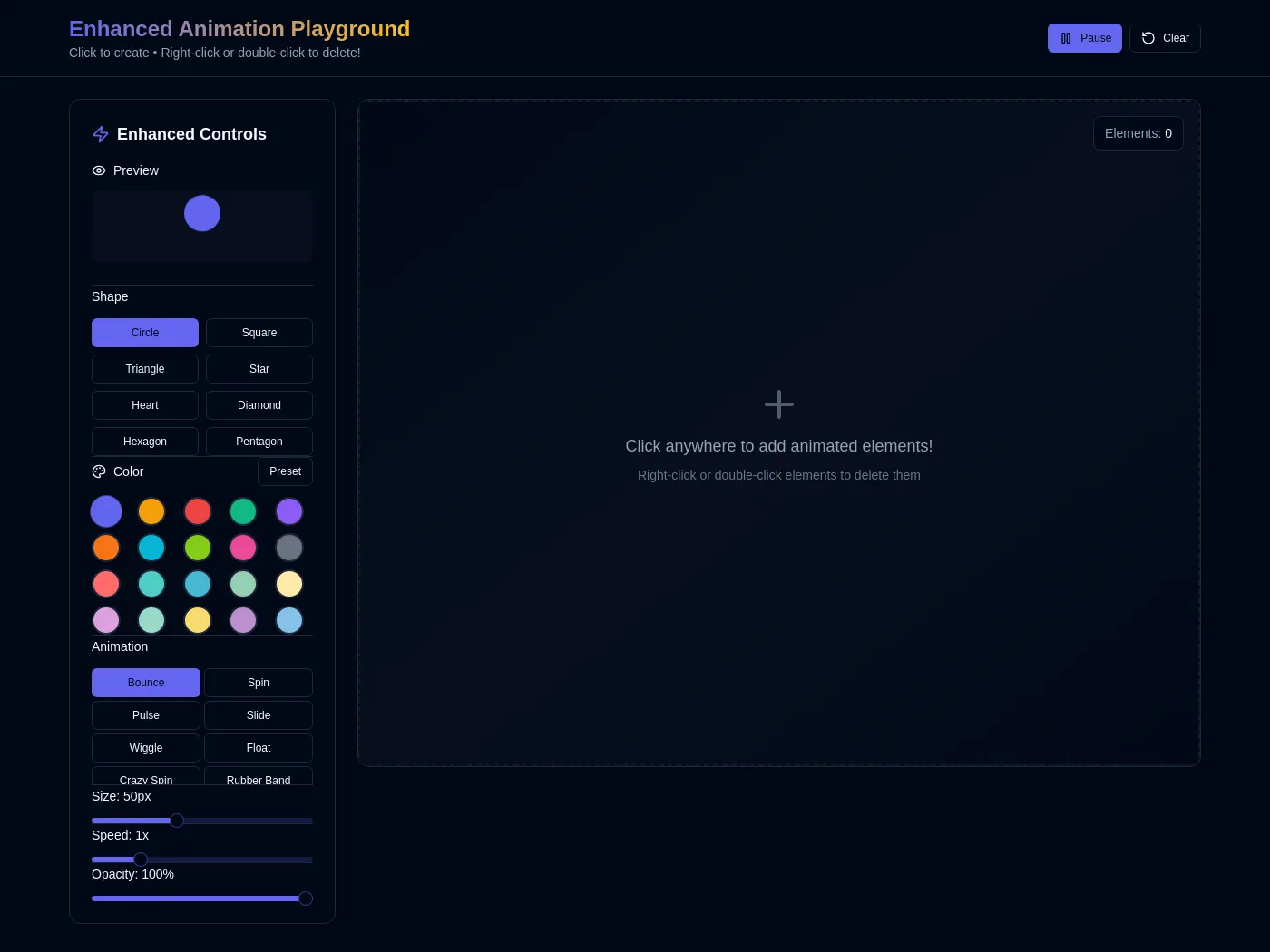 Fun Interactive Animation Playground