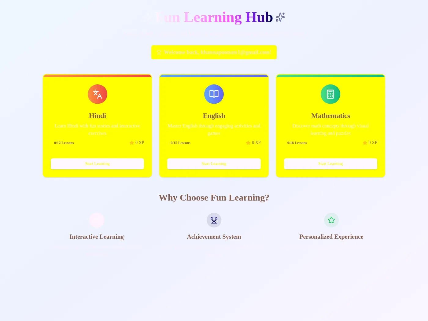 Fun Learning App for Hindi, English, and Maths