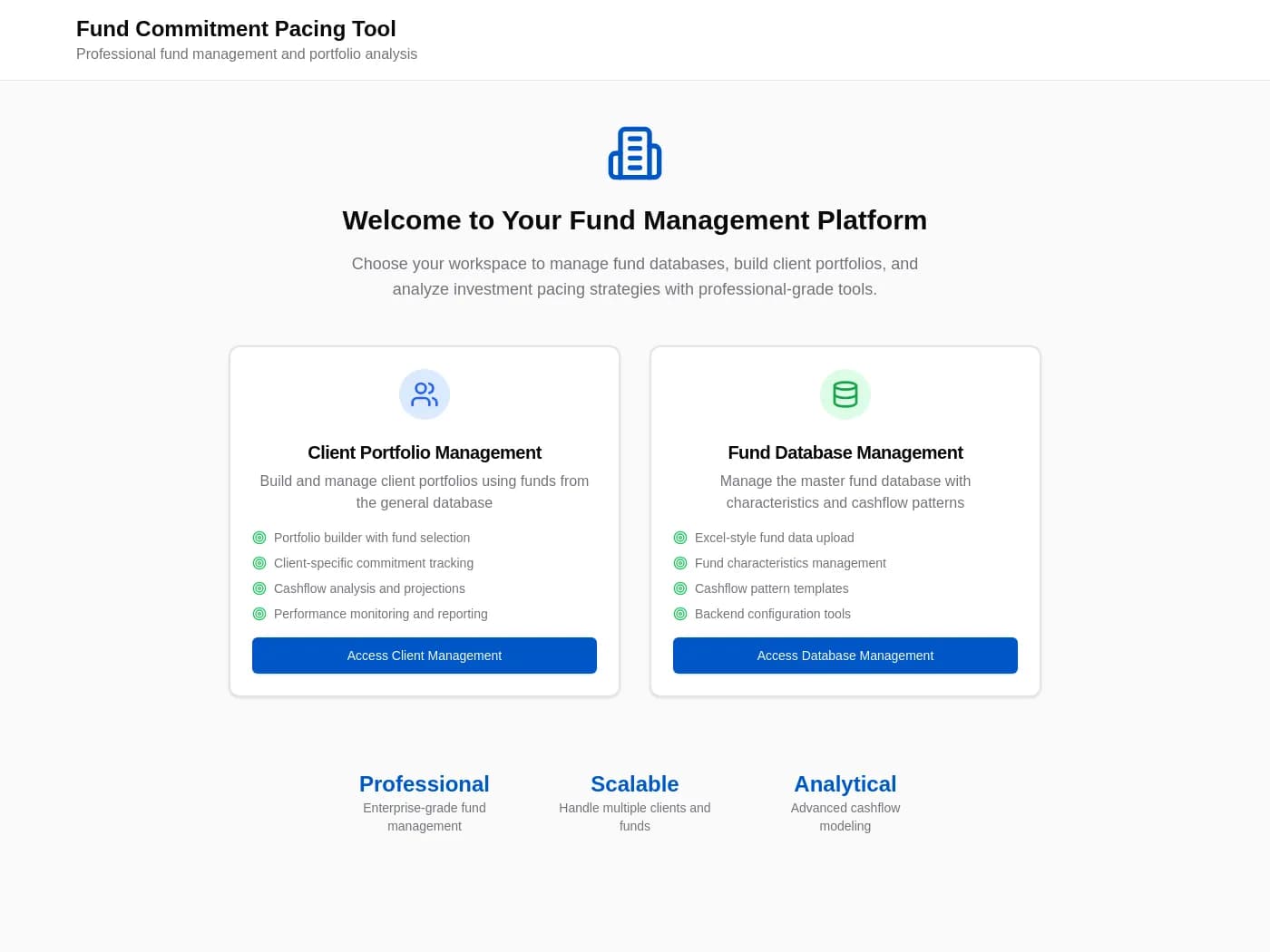 Fund Commitment Pacing Tool