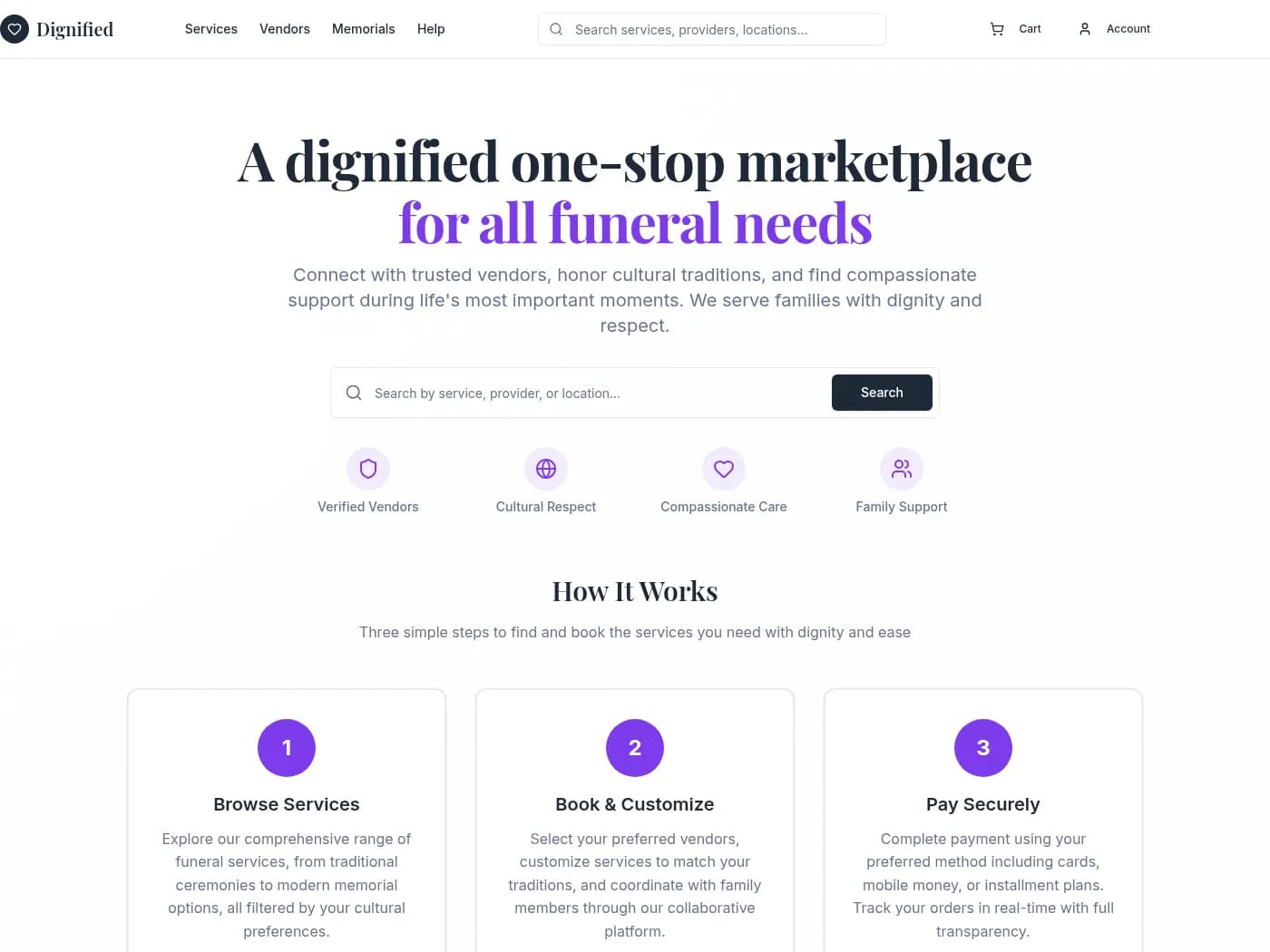 Dignified Funeral Marketplace Platform
