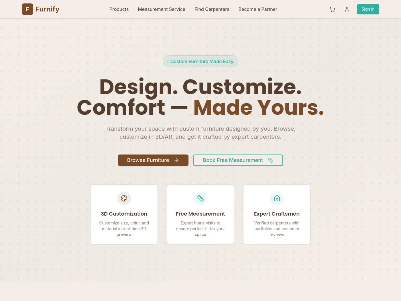 Furnify: Customizable Furniture Marketplace & Partner Platform