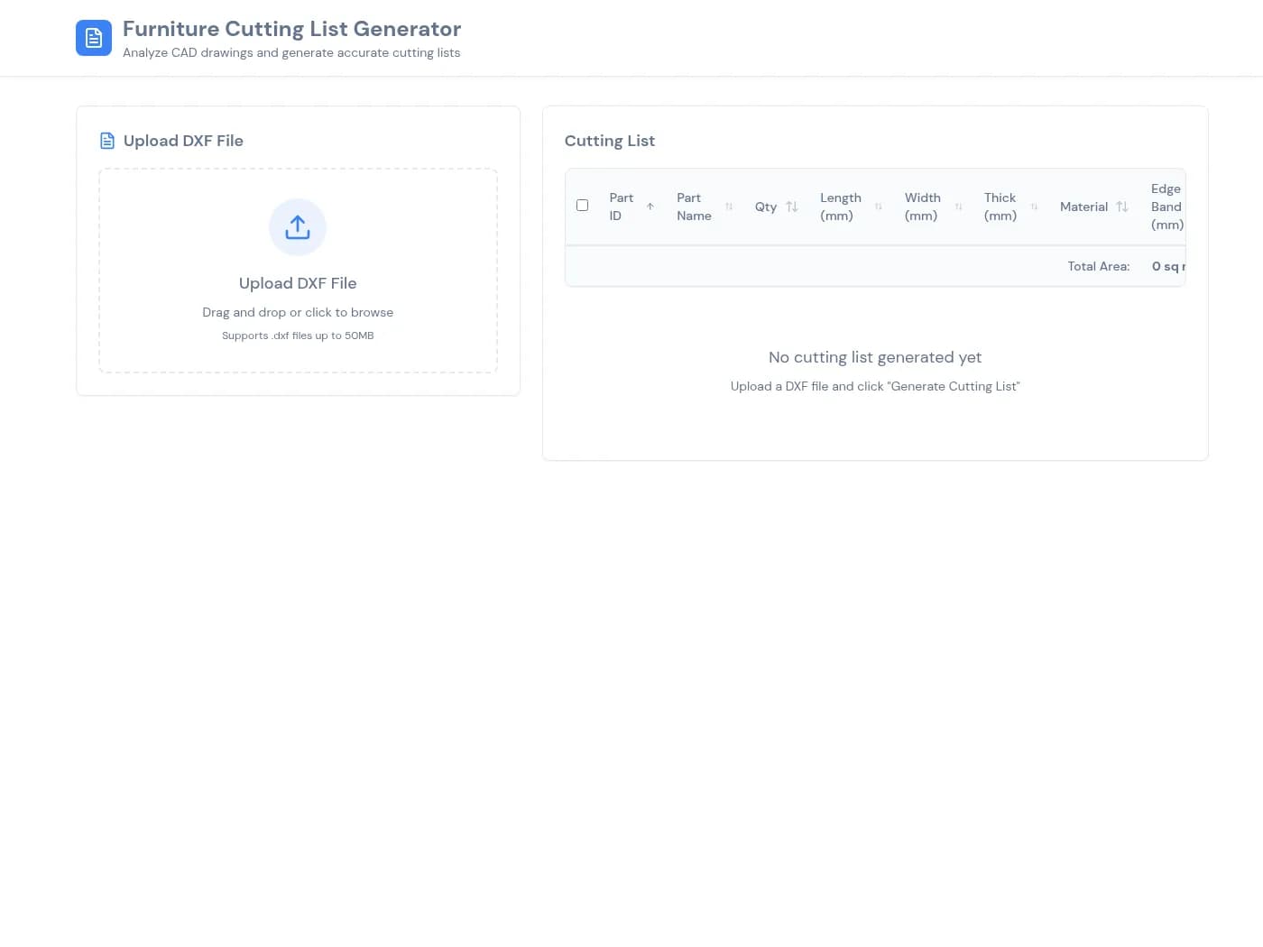 Furniture Cutting List Generator & Optimizer