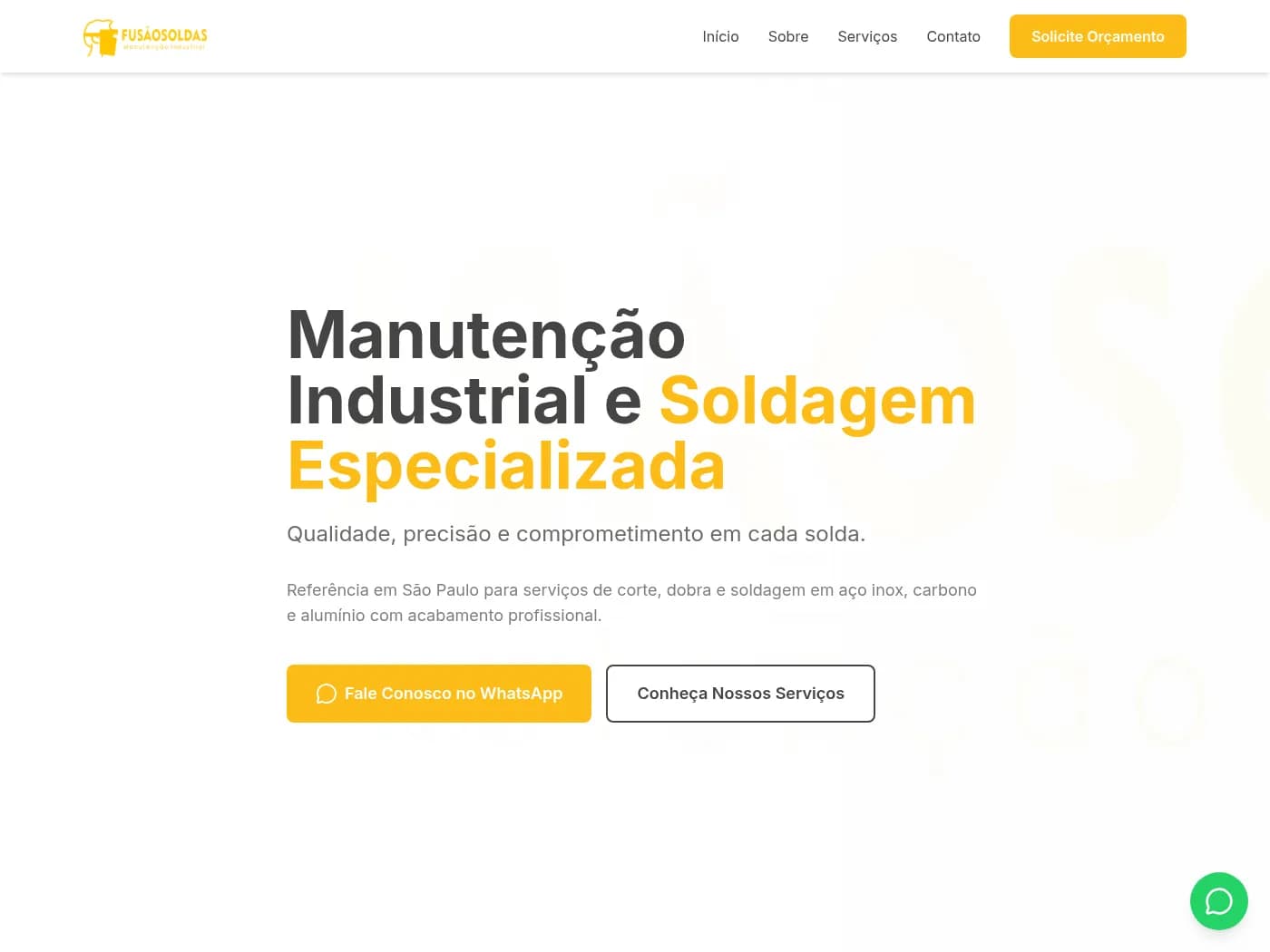Fusão Soldas: Website Institucional para Manutenção Industrial e Soldagem Especializada