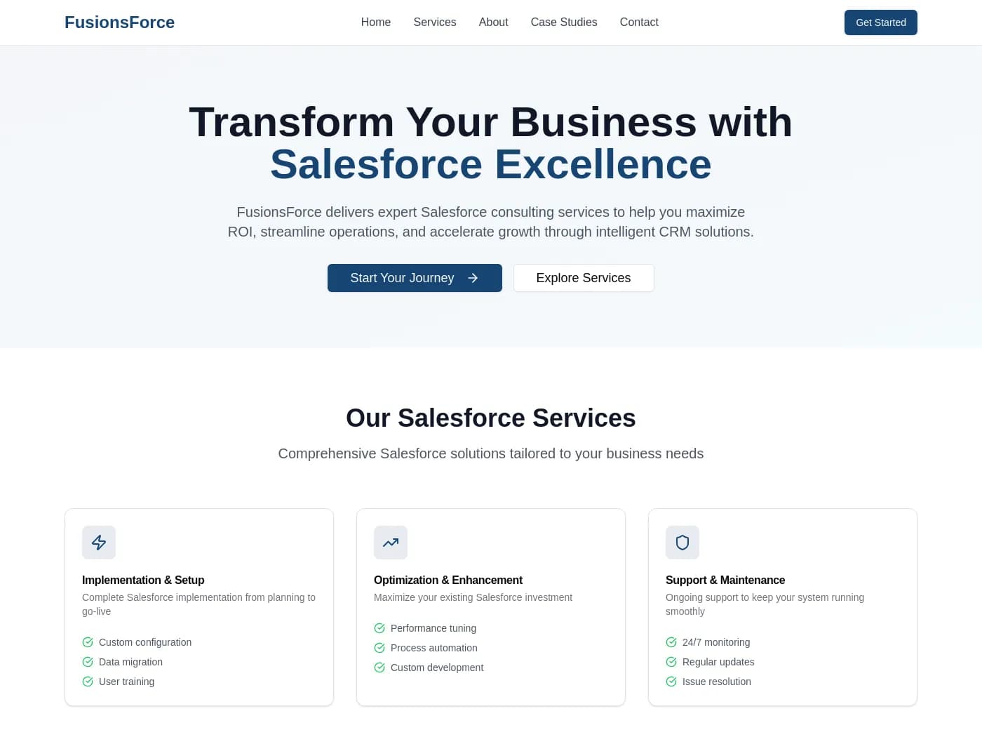 FusionsForce Salesforce Consultancy Website