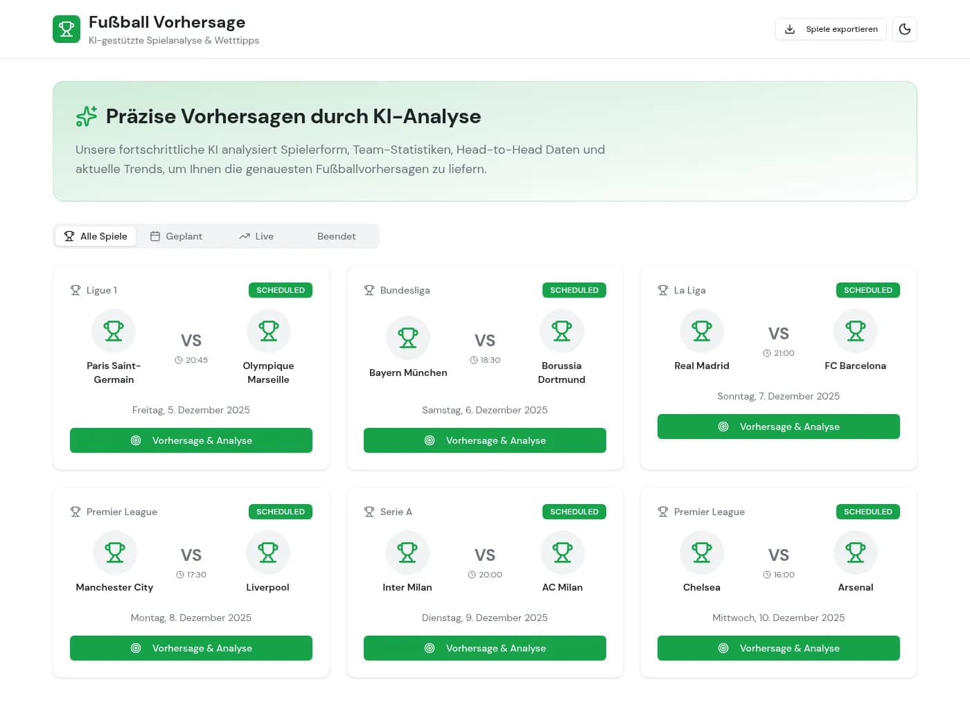 Fussball Vorhersage & Wettanalyse App