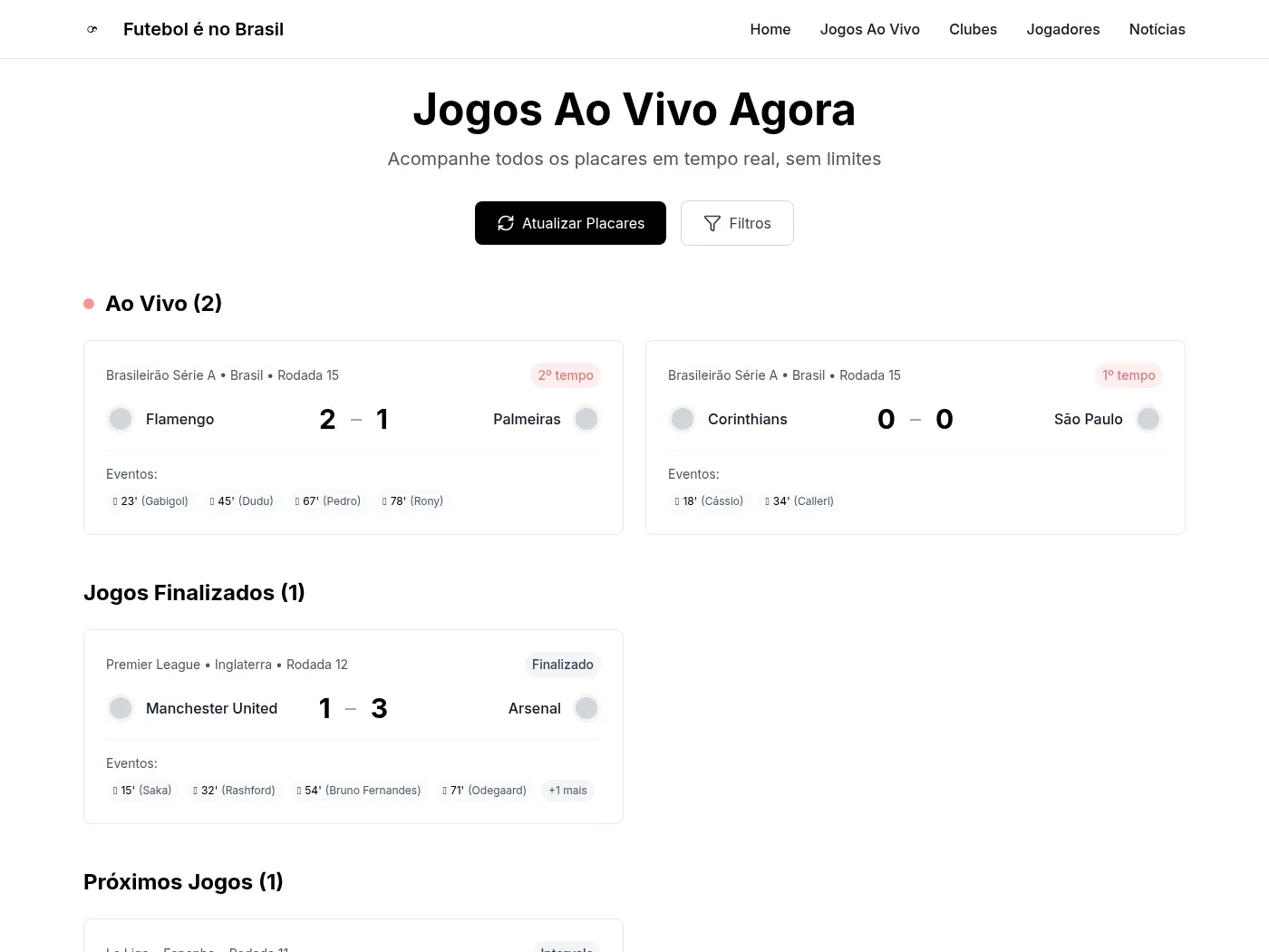 Futebol é no Brasil – Live Scores Platform with Sportmonks API