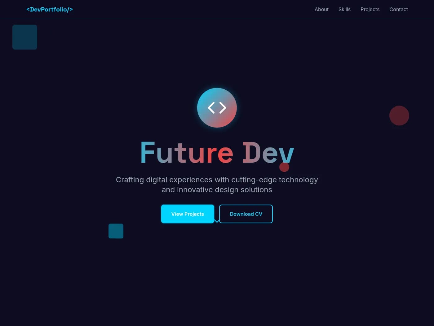 Futuristic 3D Developer Portfolio Website