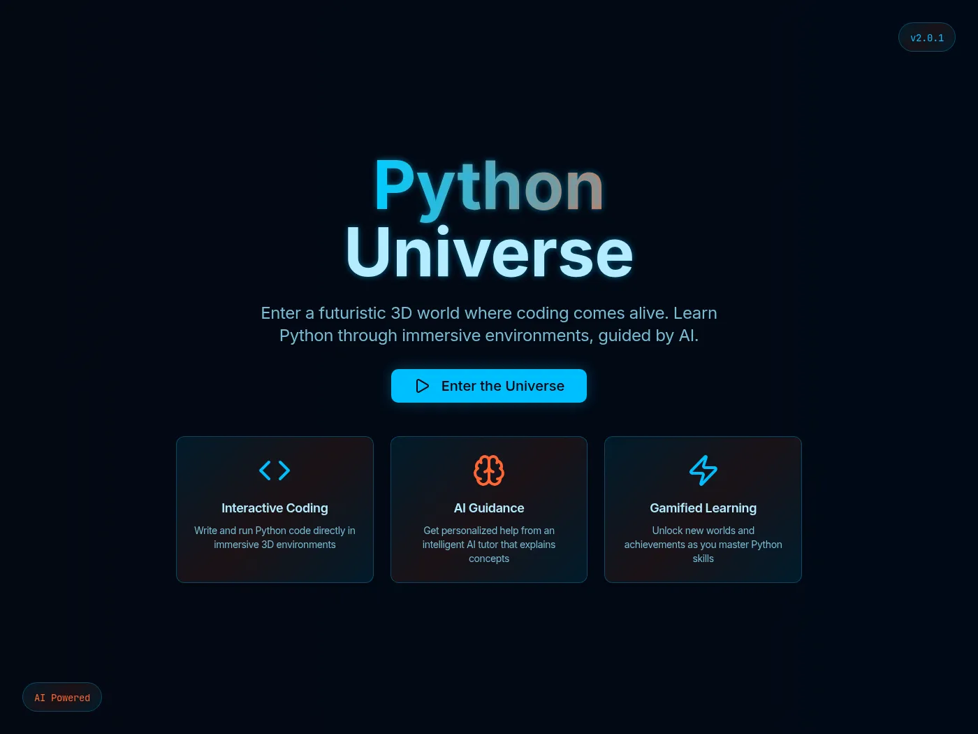 Futuristic 3D Python Learning Universe