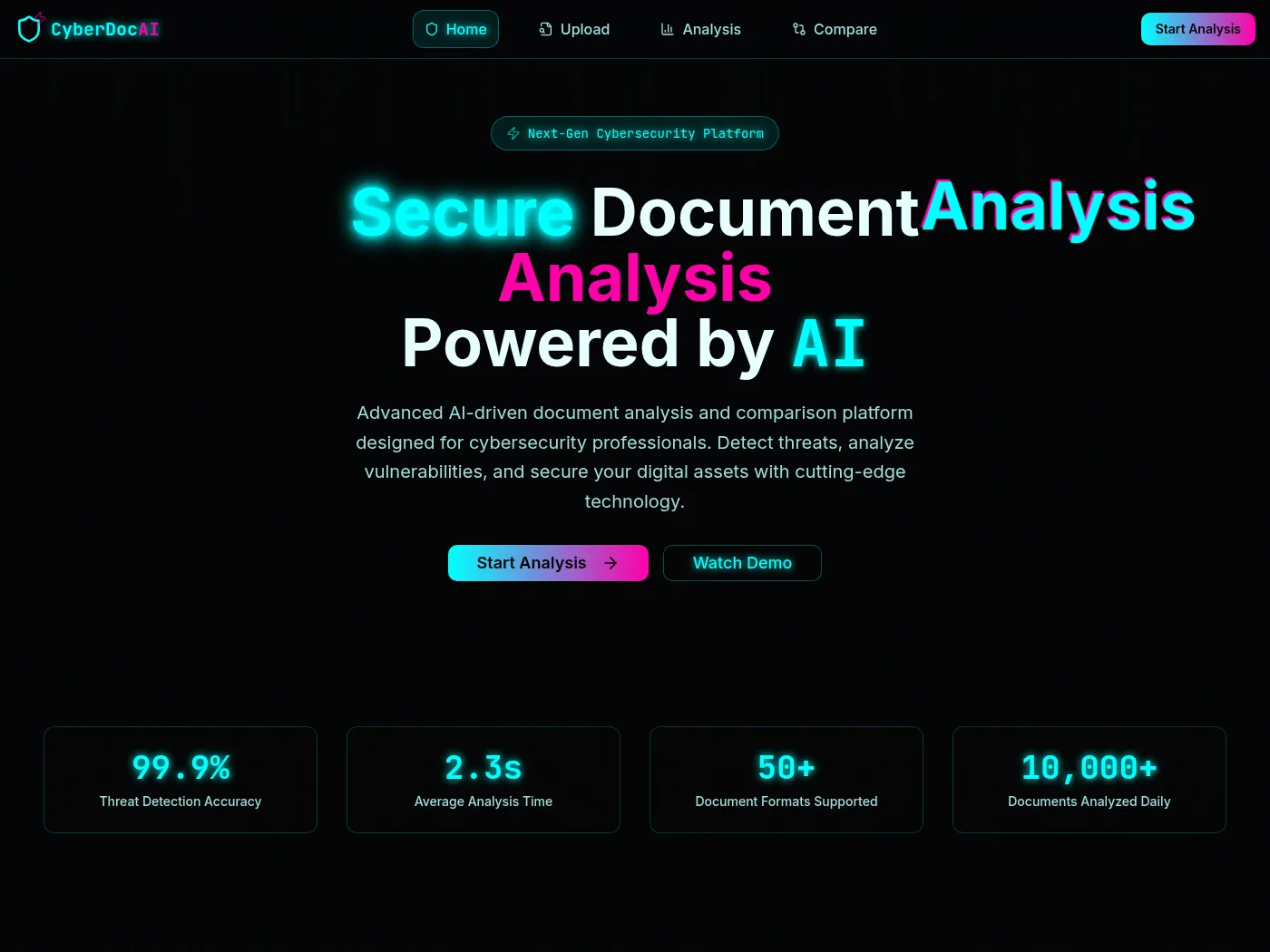 Futuristic AI-Powered Document Analysis & Comparison Platform for Cybersecurity