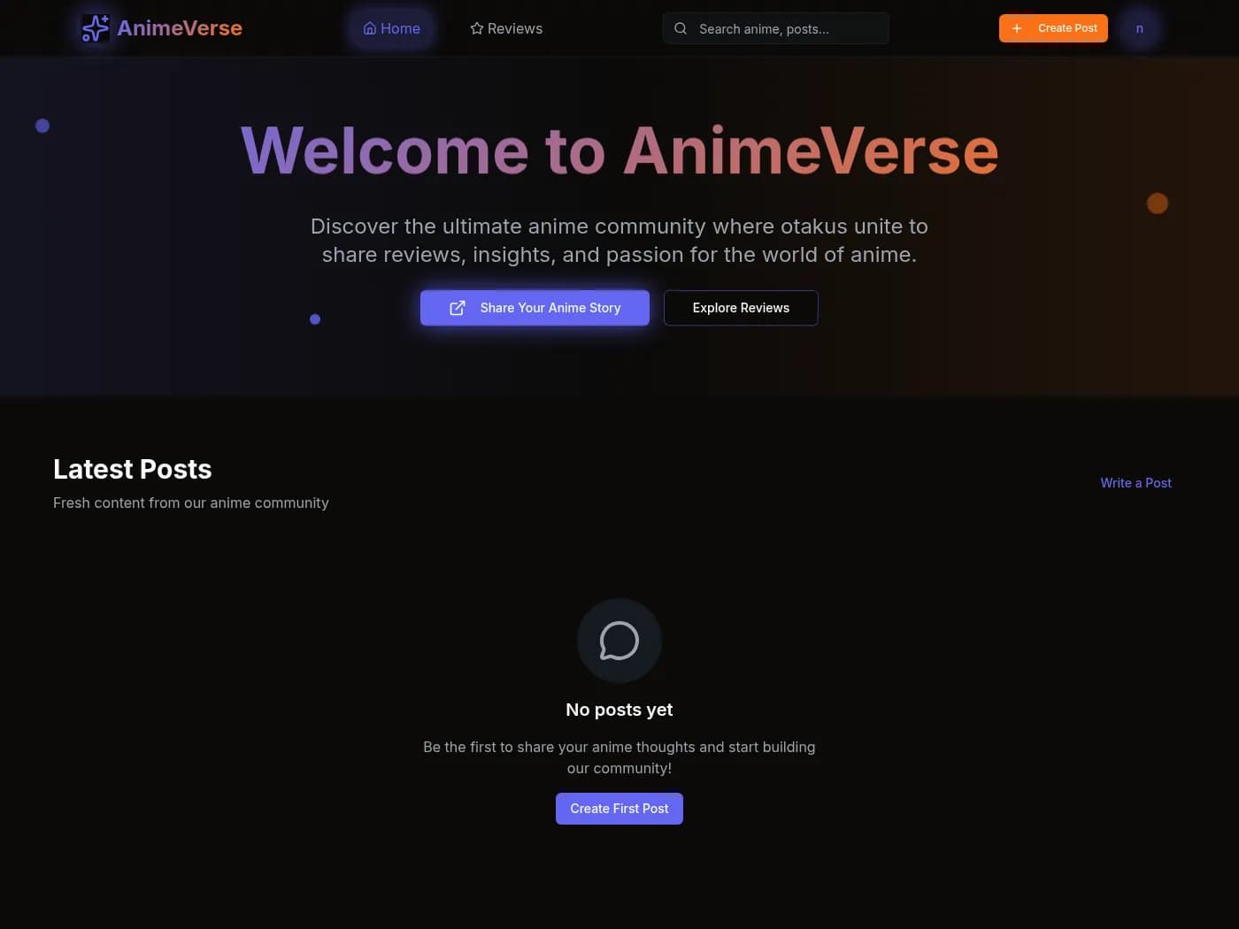 Futuristic Anime Blog Platform