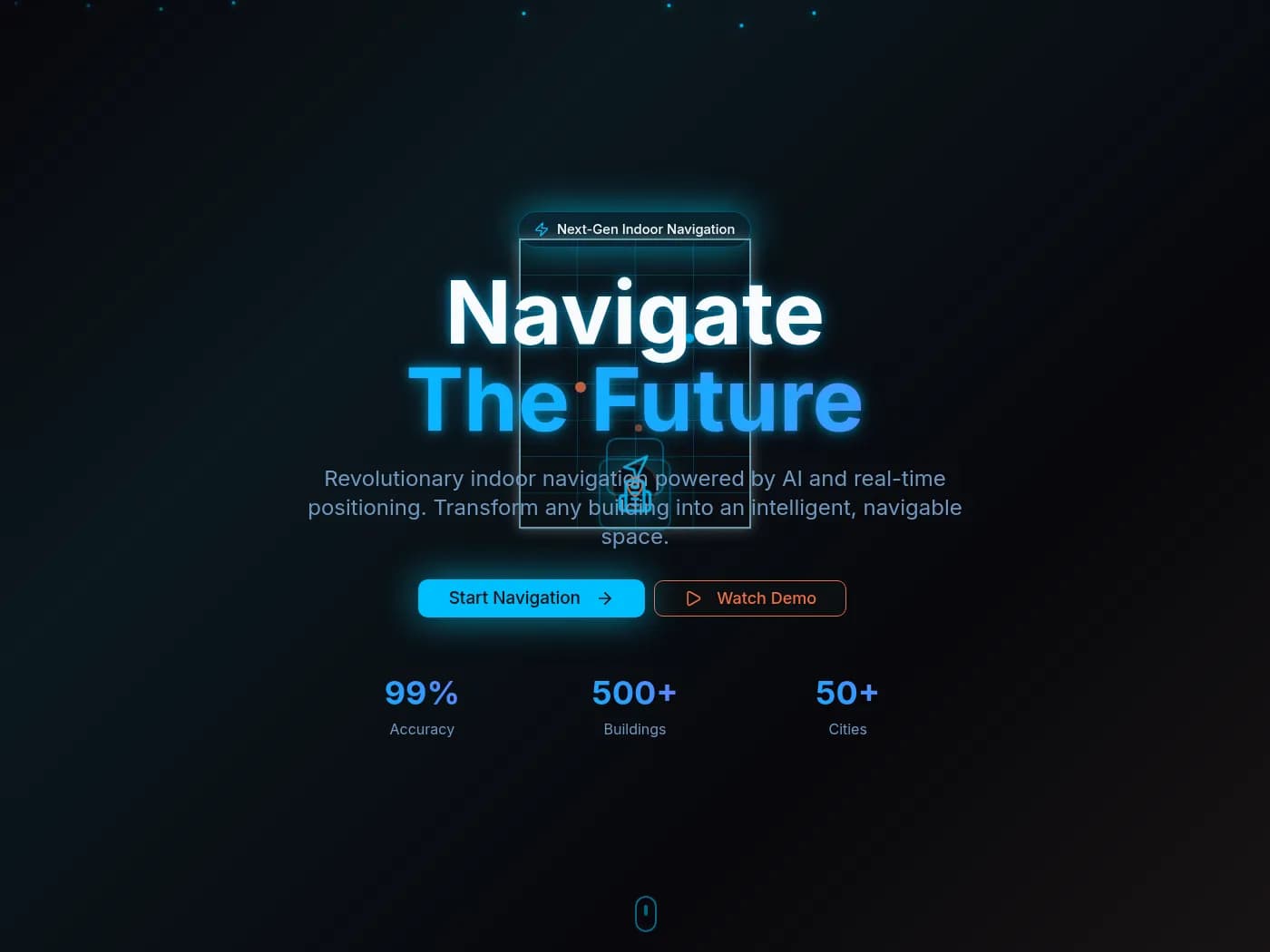 Futuristic Indoor Navigation Landing Page