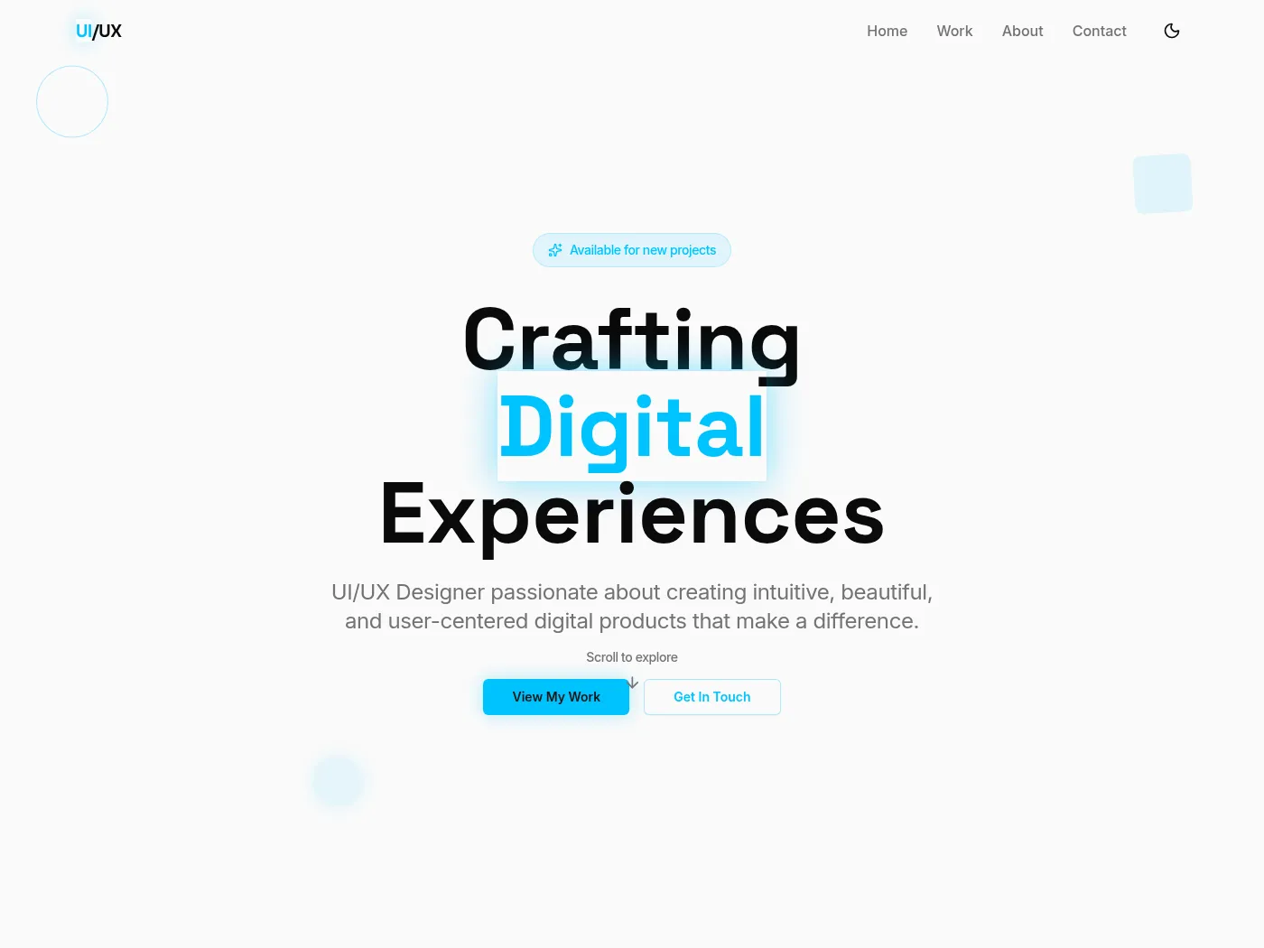 Futuristic Minimal Portfolio for UI/UX Designer