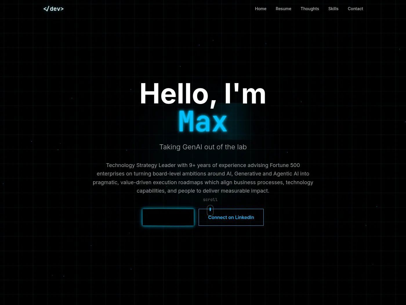 Futuristic Minimalist Personal Homepage