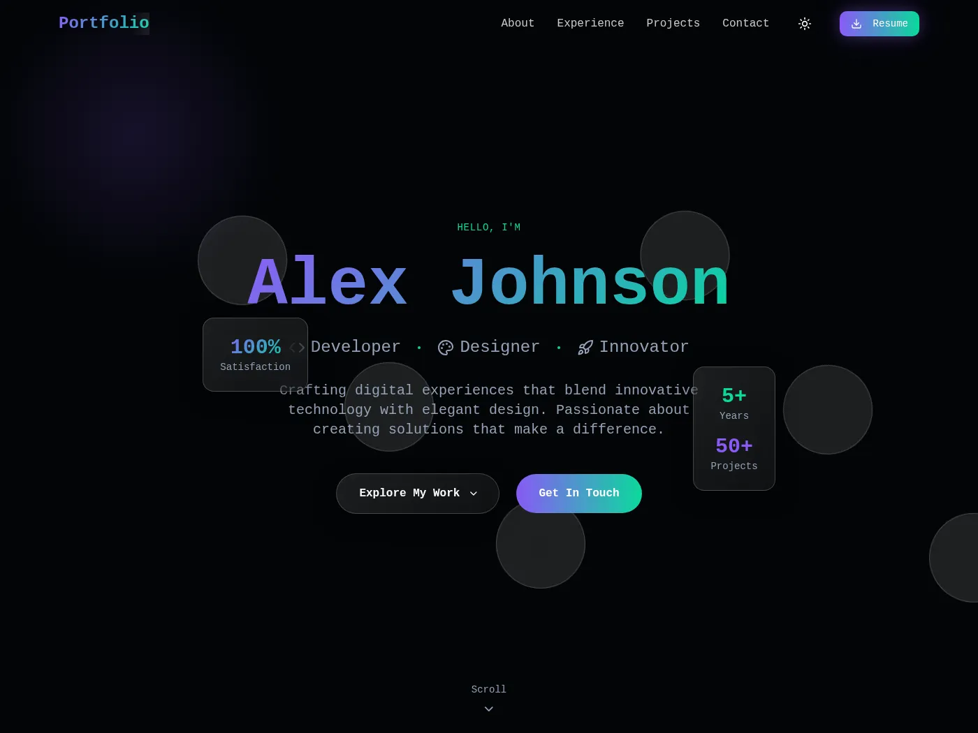 Futuristic Personal Portfolio & Resume Website