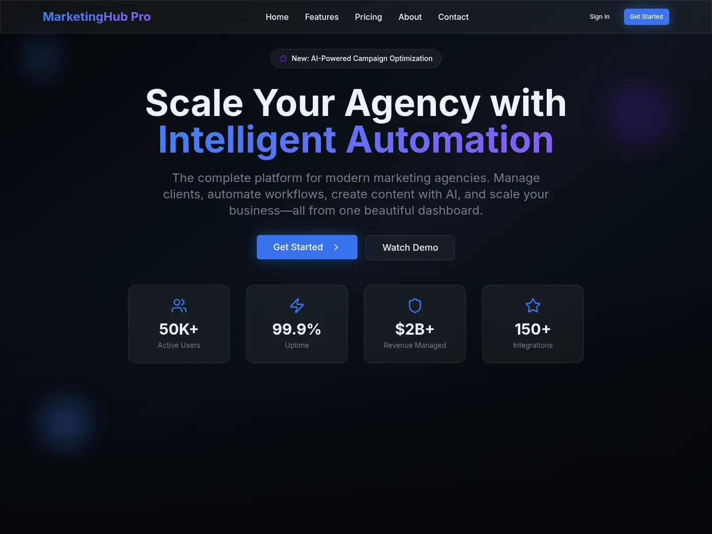 Futuristic Premium Agency SaaS Dashboard