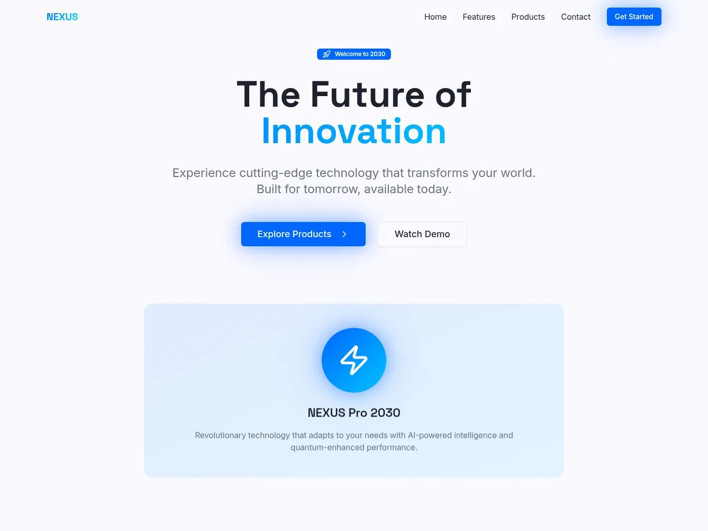 Futuristic Product Promotion Landing Page