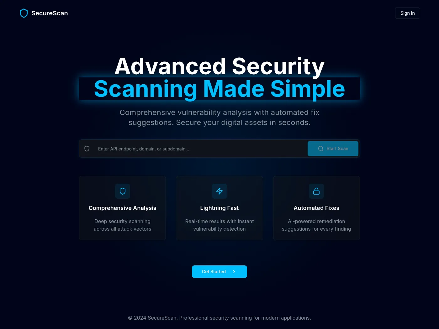 Futuristic Security Scanner Web UI