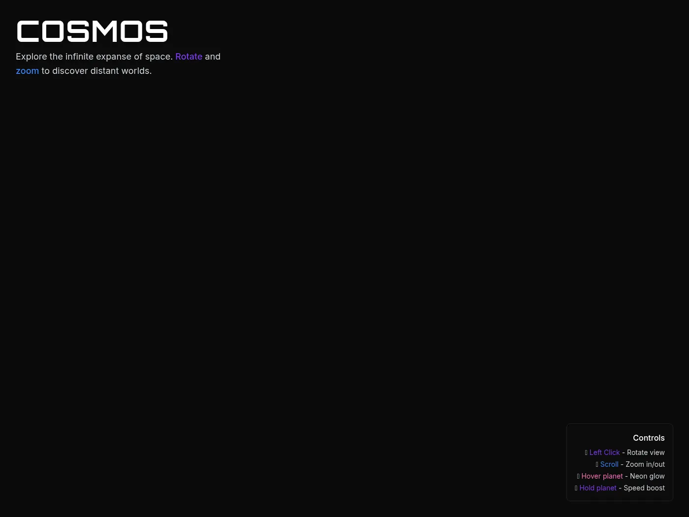 Futuristic Space-Themed 3D Interactive Website