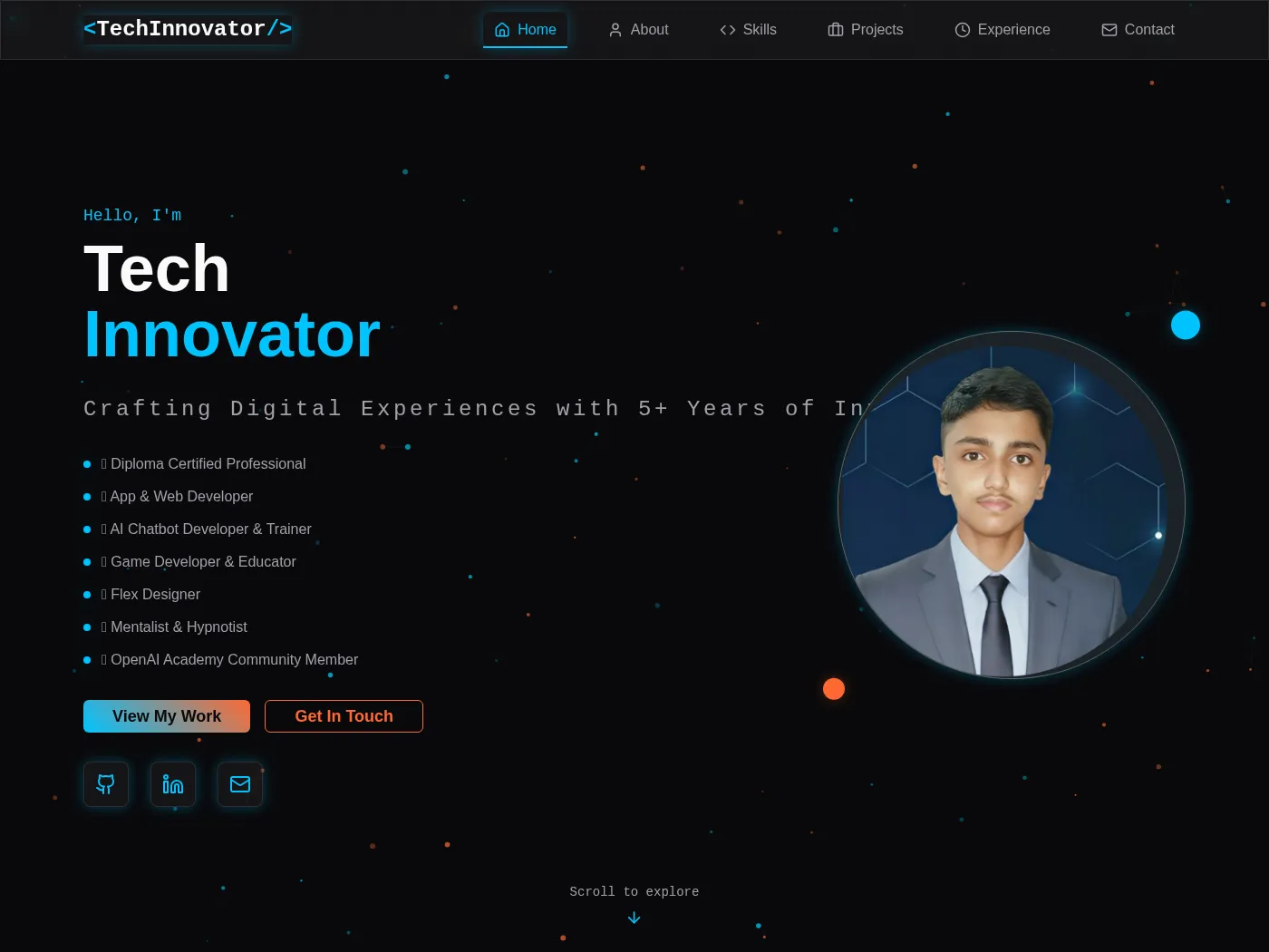 Futuristic Multipage Portfolio for a Tech Innovator
