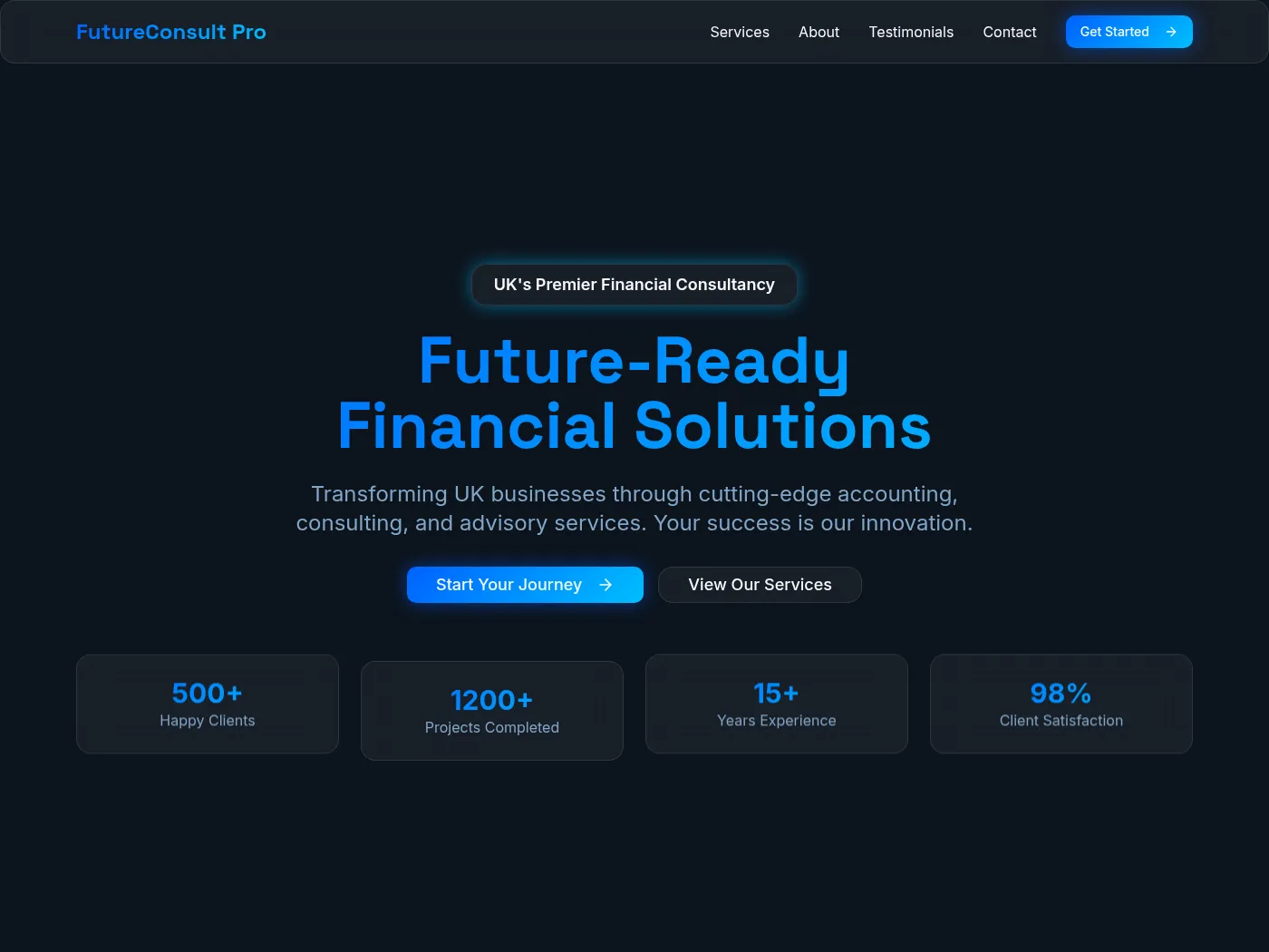 Futuristic UK Consulting & Accounting Services Website