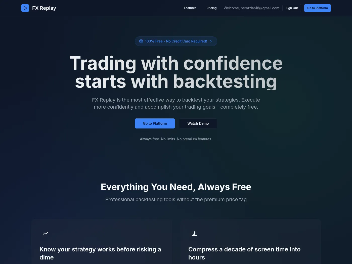 FX Backtesting Website Clone
