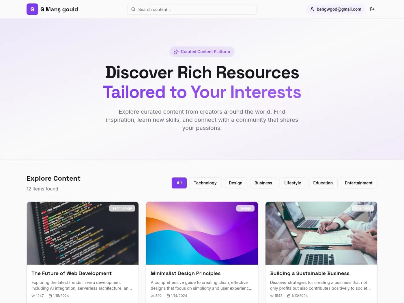 G Manş Gouid Content Platform