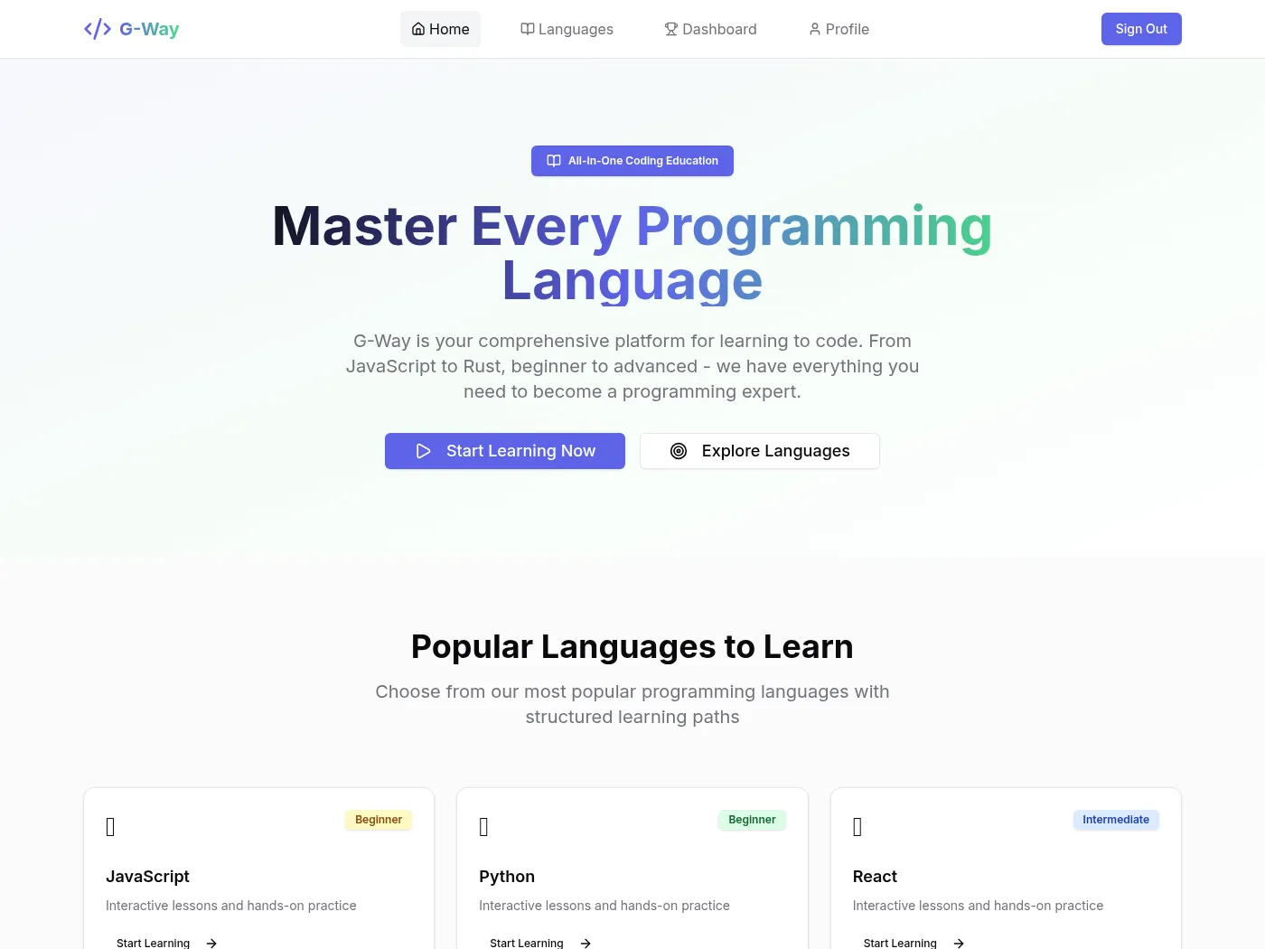 G-Way: All-in-One Coding Education App
