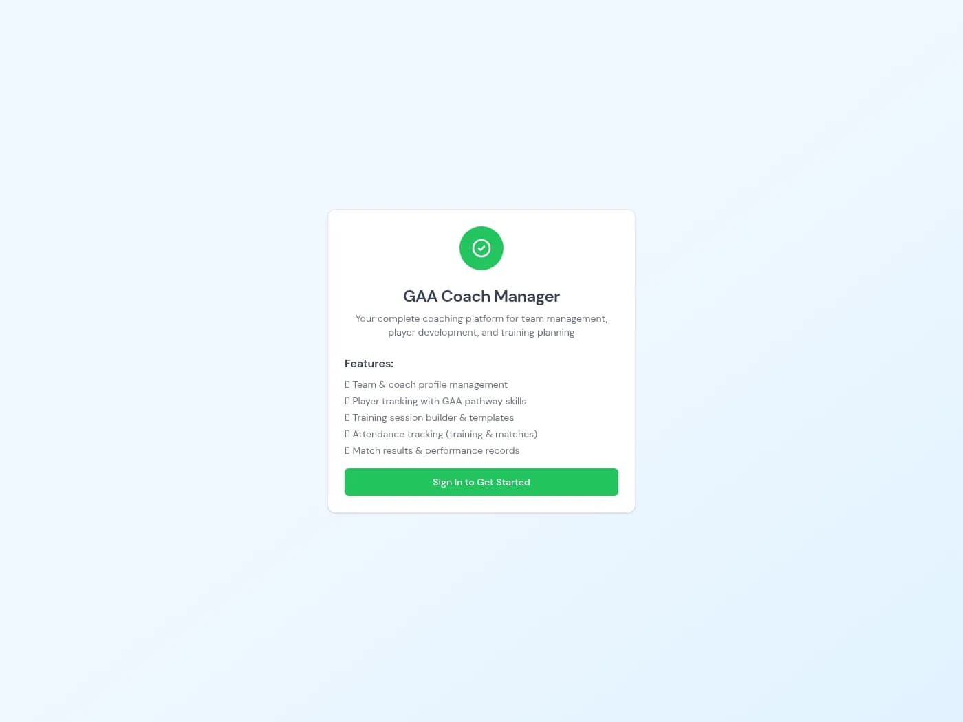 GAA Coaching Database & Team Management Platform