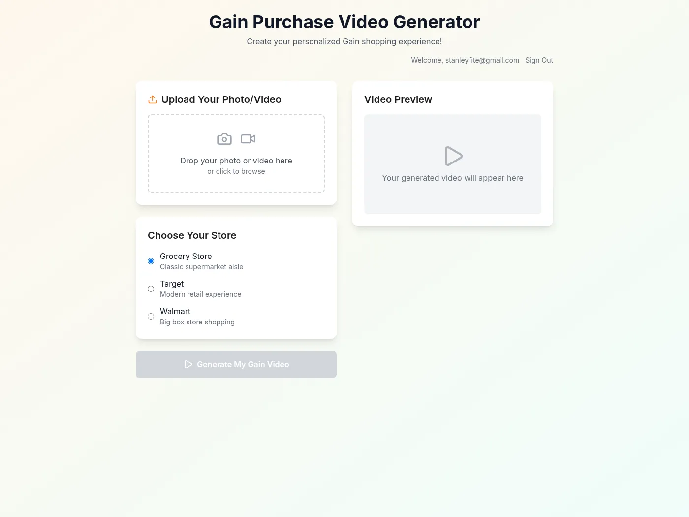Gain Purchase Video Generator