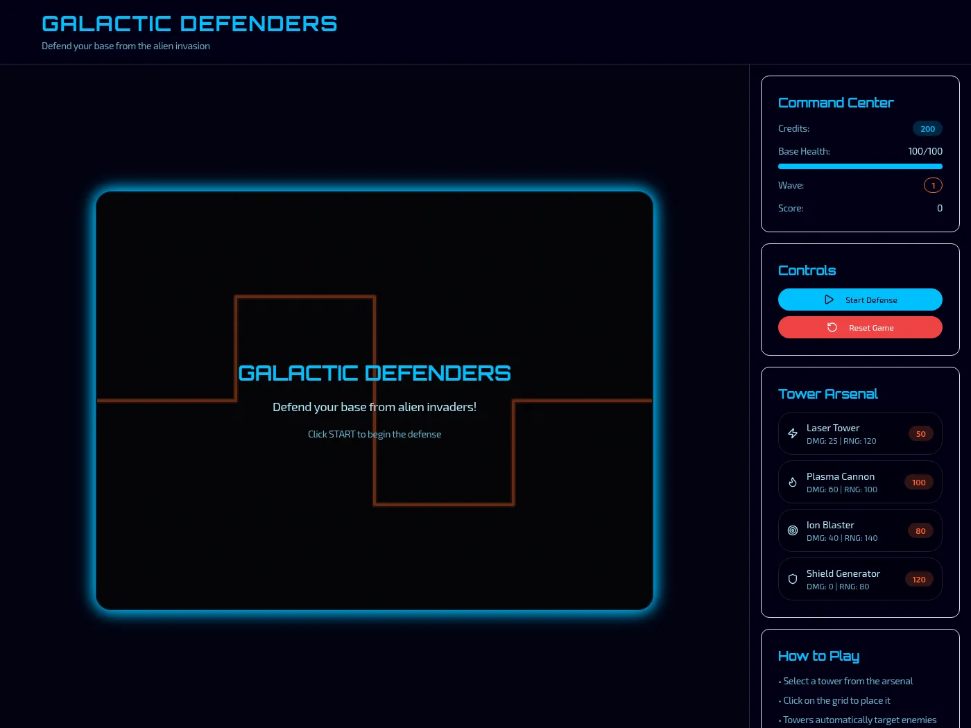 Galactic Defenders: 2D Sci-Fi Tower Defense Game