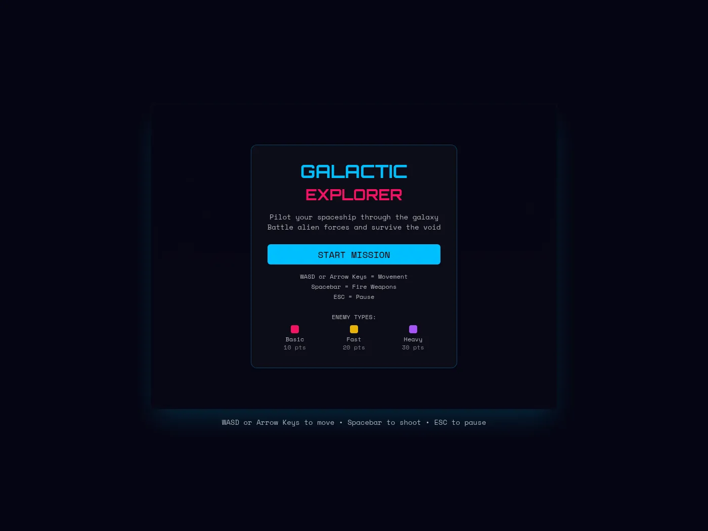 Galactic Explorer: Spaceship vs Alien Arcade Game