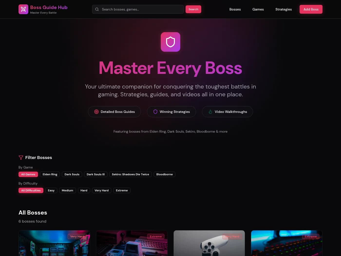 Game Boss Guide Hub
